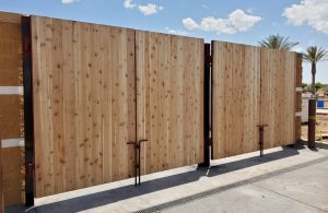 Steel Framed Dumpster Gates with Cedar | American Welding